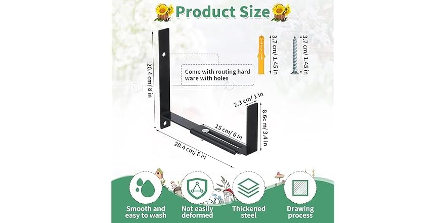 8 PC Adjustable Window Planter Brackets