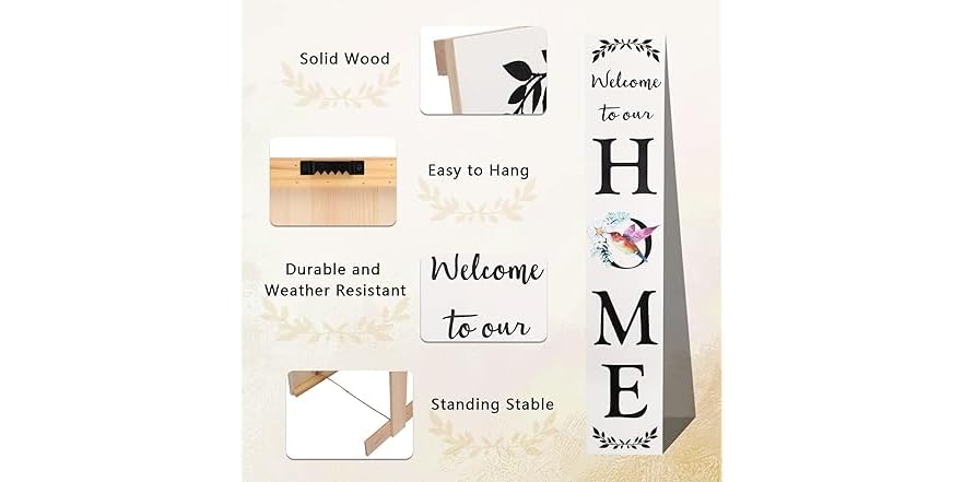 Standing Wood Welcome Sign for Door