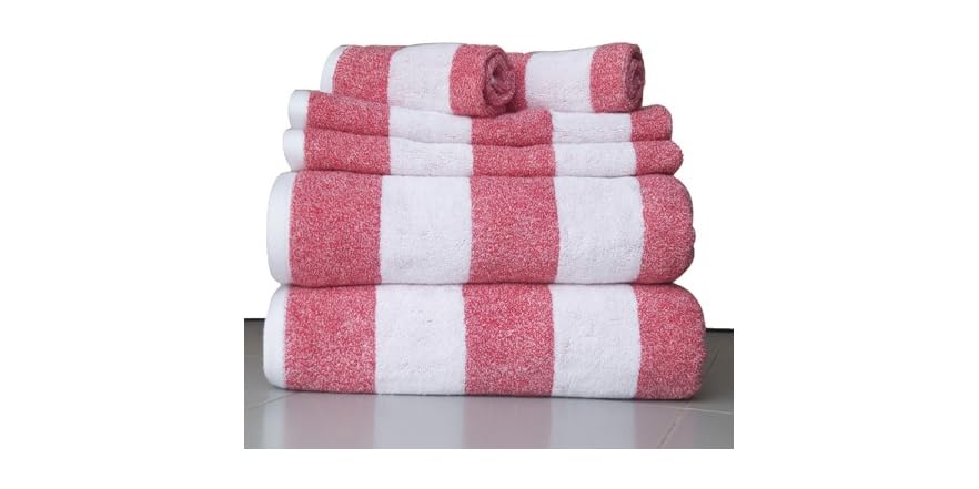 6-Piece Cotton Stripe Bath Towel Set