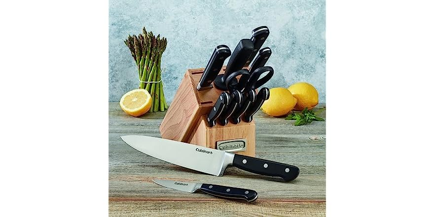 (NEW) Cuisinart 12pc Black Triple Rivet Block Set