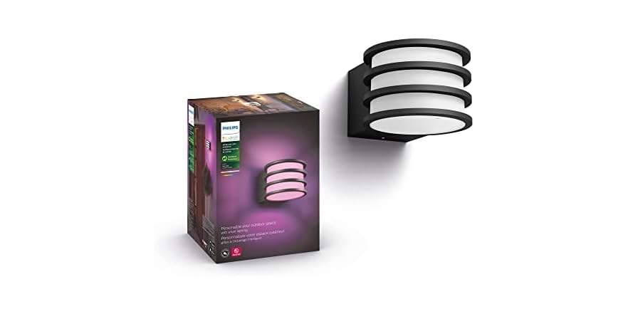 Philips Hue Lucca Outdoor Smart Wall Light, Black