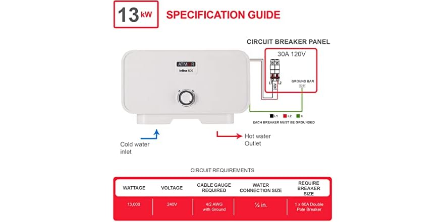 Atmor 13kW Tankless Electric Water Heater