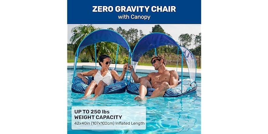 Aqua Zero Gravity Pool Chair Float Canopy