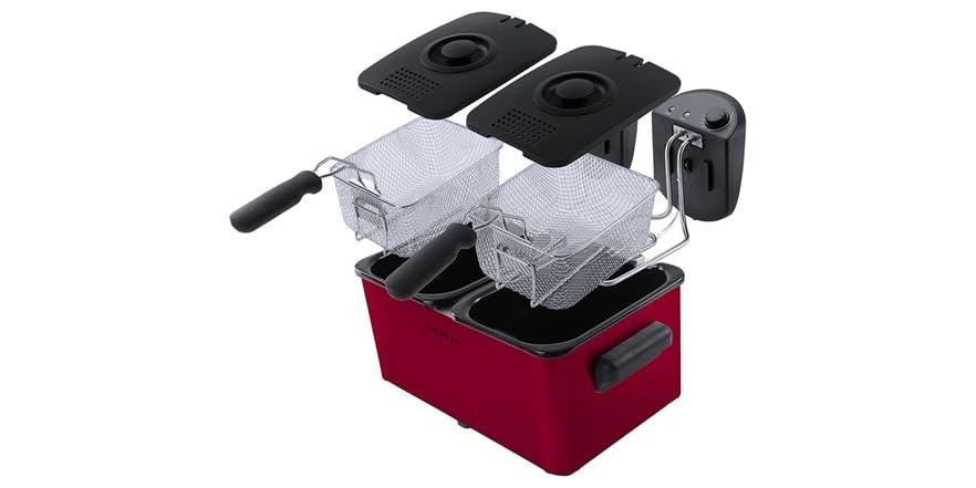 Big Boss Dual Deep Fryer 1500 Watts-Red