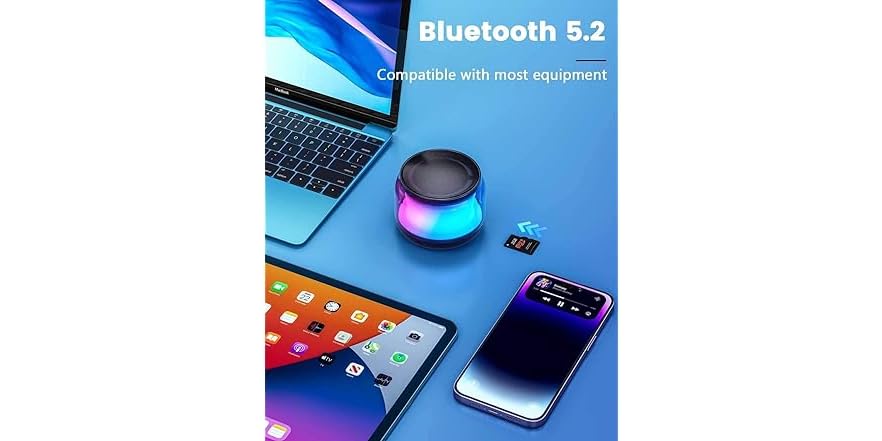 NIUTA Portable Bluetooth 5.2 Speaker, IP68 Waterproof with Lights Colorful