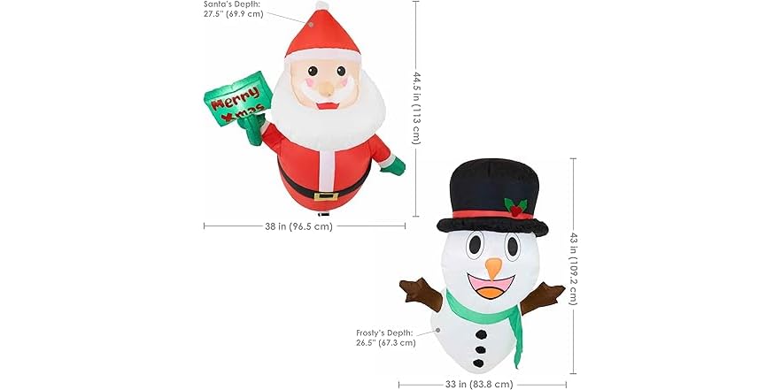 Santa and Frosty Duo Window Inflatable