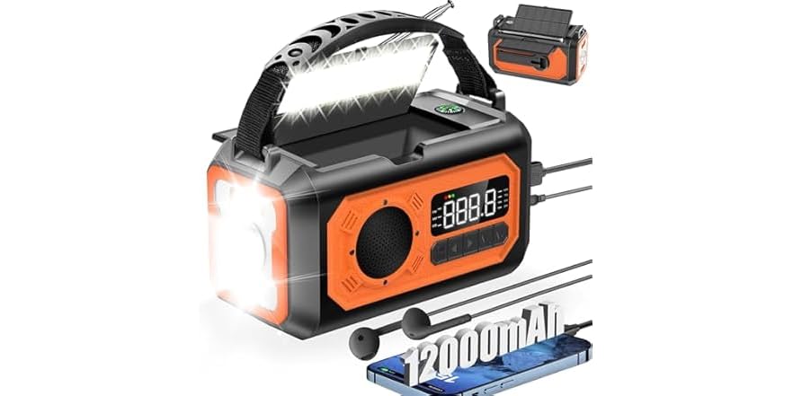 UYEIKMLOP 12000mAh Emergency Hand Crank Weather Radio