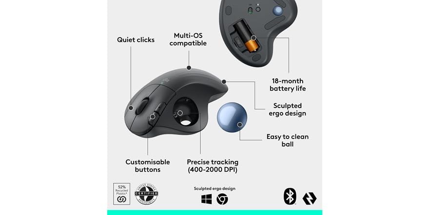 Logitech Ergo M575S Wireless Trackball Mouse (Open Box)