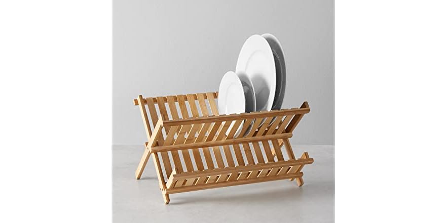 Amazon Basics Folding 2-Tier Wide-Slat Bamboo Drying Rack
