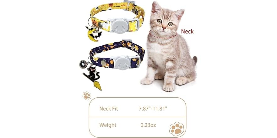 GoldTiger 2 Pack Halloween Cat Collars