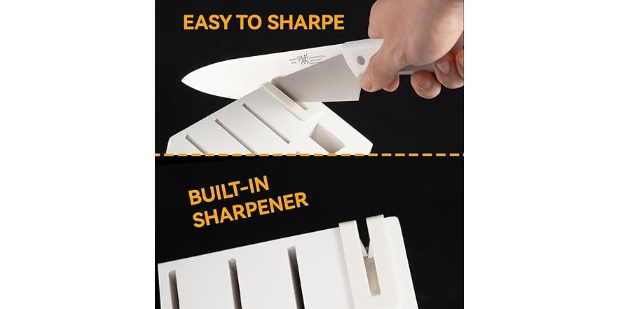 HUNTER.DUAL Knife Set, 15 Piece Kitchen Knife Set with Block Self ...