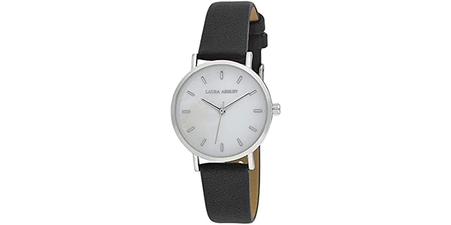 Laura AshleyMOP Dial Black Strap Watch
