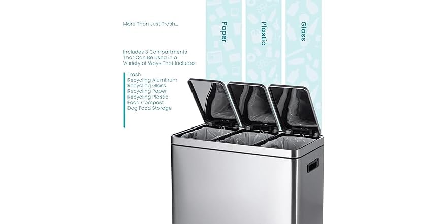15.9 Gallon Wide Triple Bin Trash Can