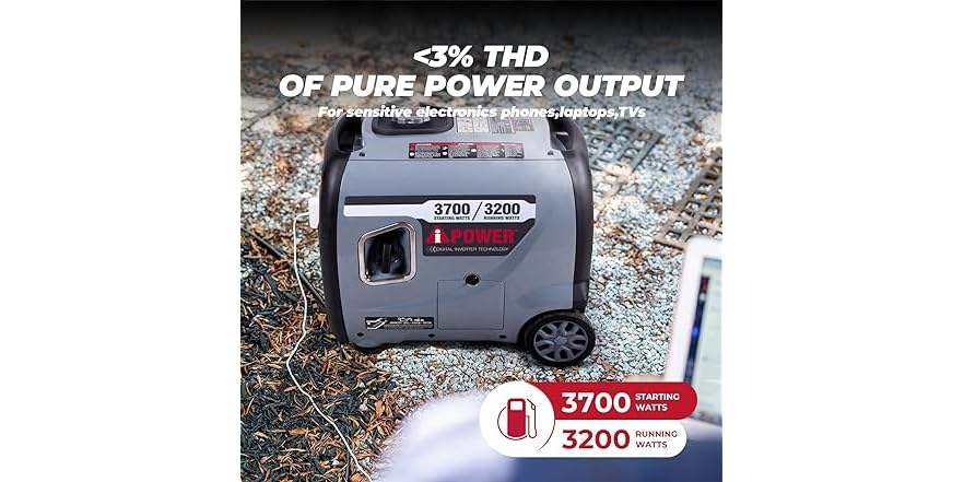 A-iPower AP3700i 3700 Watt Inverter Generator Grey