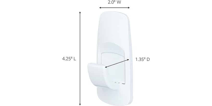 Jumbo Utility Hook, White, 1-Hook, 4-Strips