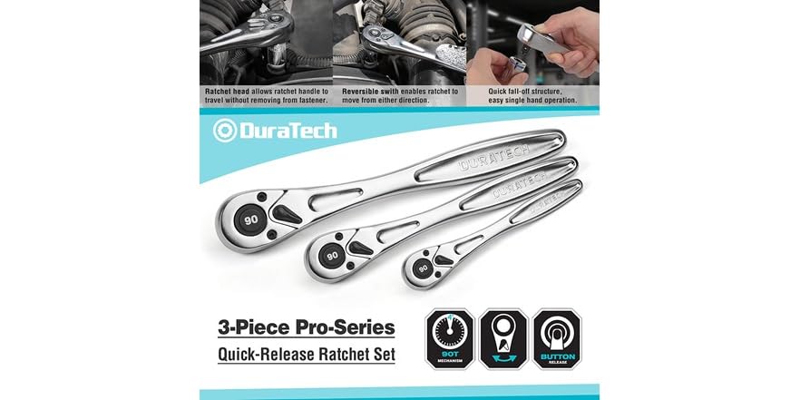 DURATECH 3-Pc Heavy Duty Ratchet Set