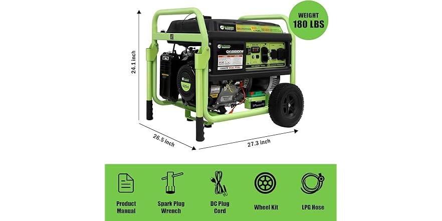Green Power America 10000W Dual Fuel Generator
