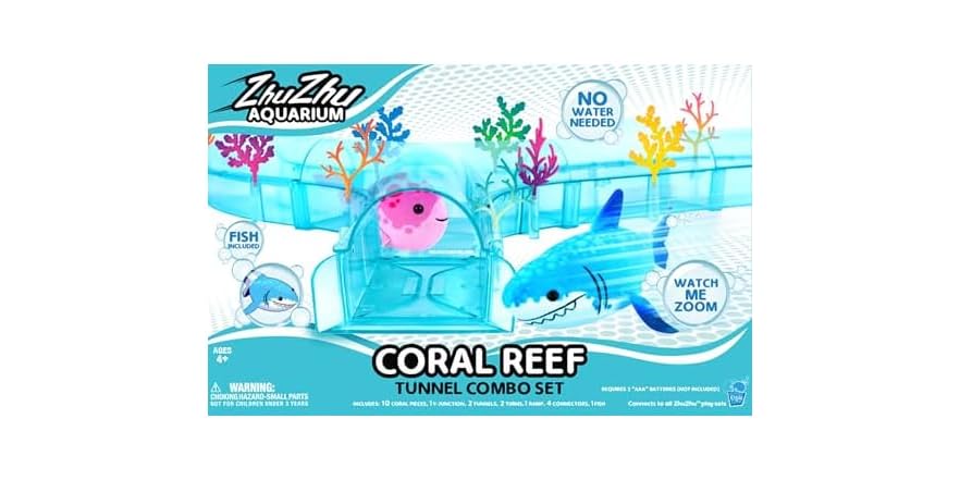 Zhu Zhu Aquarium Coral Reef Tunnel Playset w/ Fish