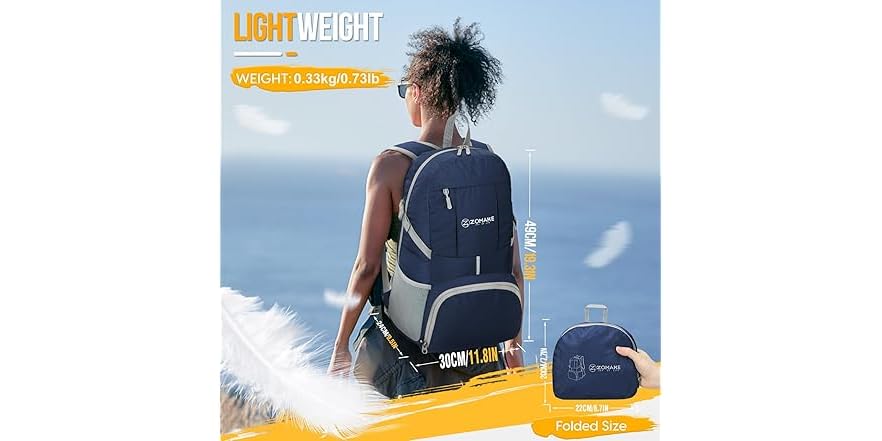 ZOMAKE Lightweight Packable Backpack 35L