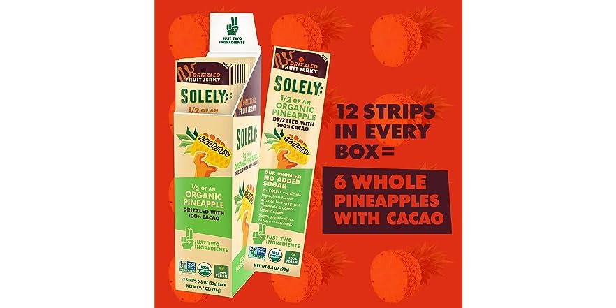 SOLELY Organic Fruit Jerky, 24 Strips