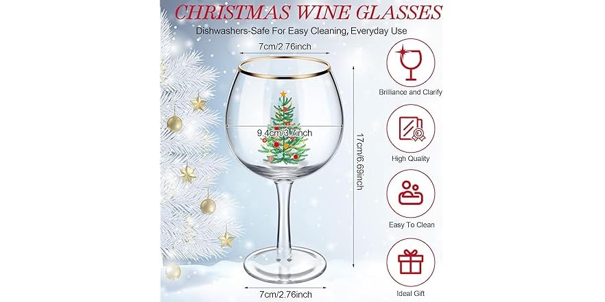 8 Pcs Christmas Wine Glasses Set