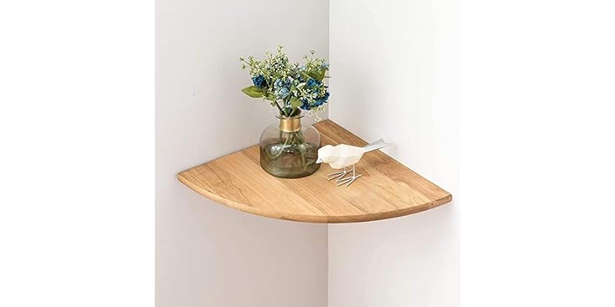 12" Solid Oak Wood Corner Shelf