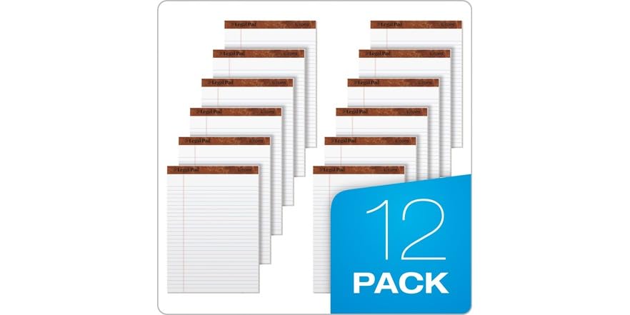 TOPS 8.5 x 11 Legal Pads White 12ct