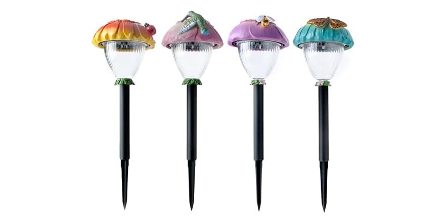 4-Piece Poly Top Solar Light Set