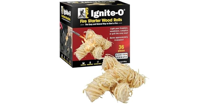 Ignite-O Fire Starter Natural Wood Rolls - 36 Pcs