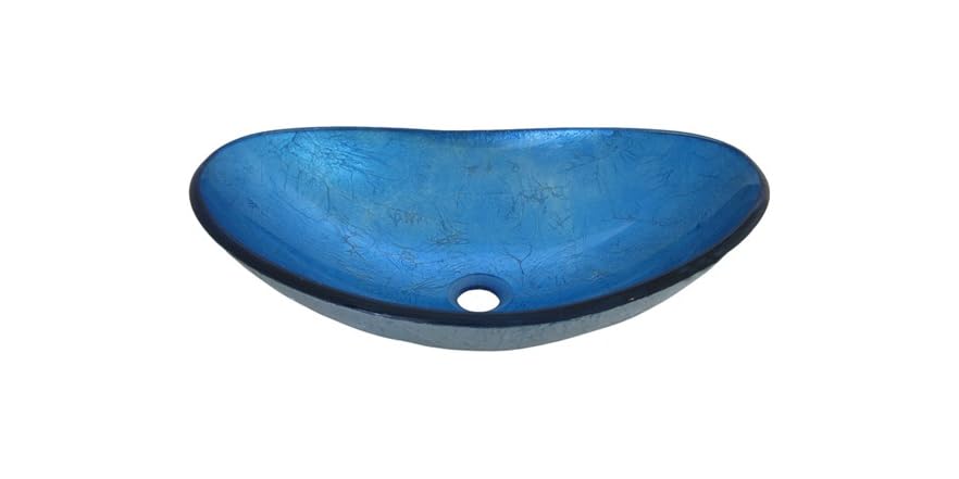 Blue Oval Glass Vessel Sink