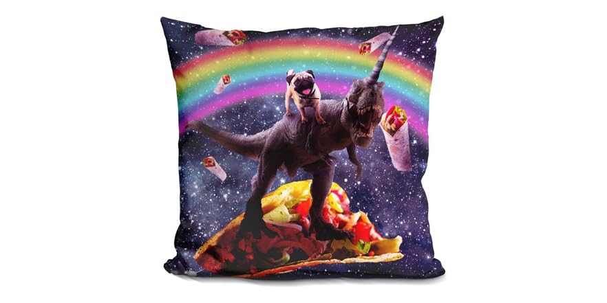 Space Pug Riding Dinosaur Unicorn - Taco & Burrito Pillow