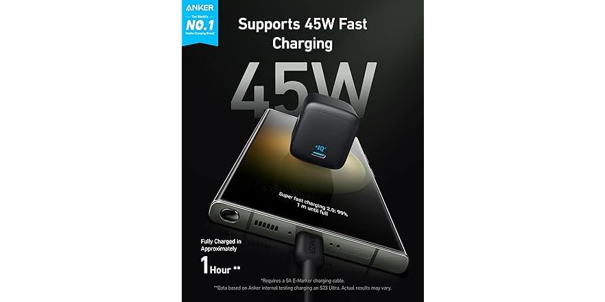 (2 PACK) Anker 45W Foldable USB-C Charger Block