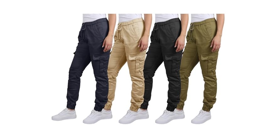 3Pk Asst Womens Stretch Cargo Joggers
