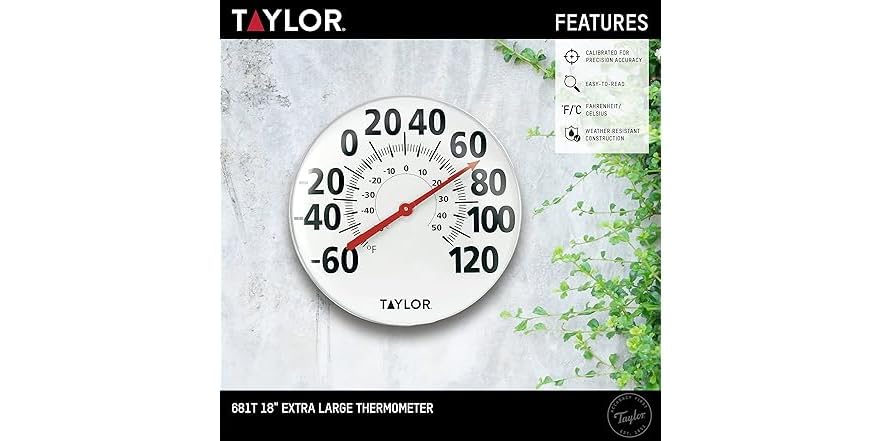 Large 18in Indoor Outdoor Thermometer