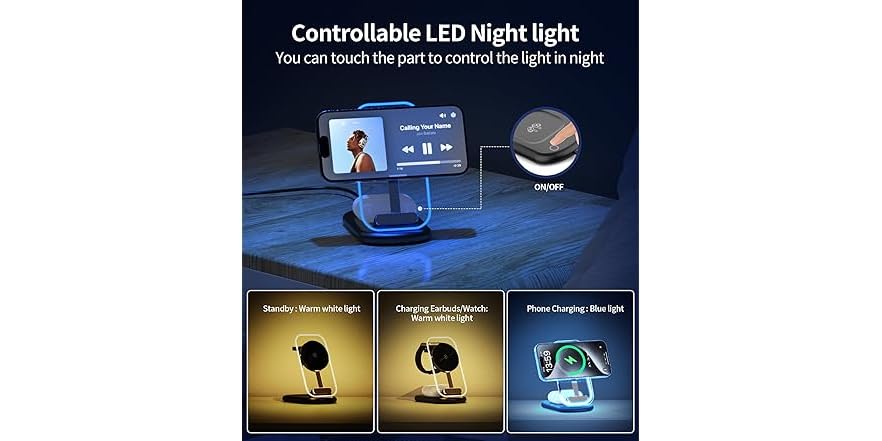Mukiya 3 in 1 Magnetic Wireless Charging Station