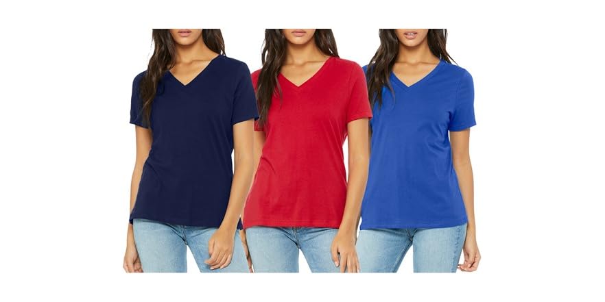 Womens V-Neck Classic Tee 3 or 6 Pack