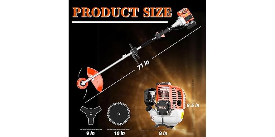 Gas Powered Weed Eater 36cc 2-Stroke, 3 in 1