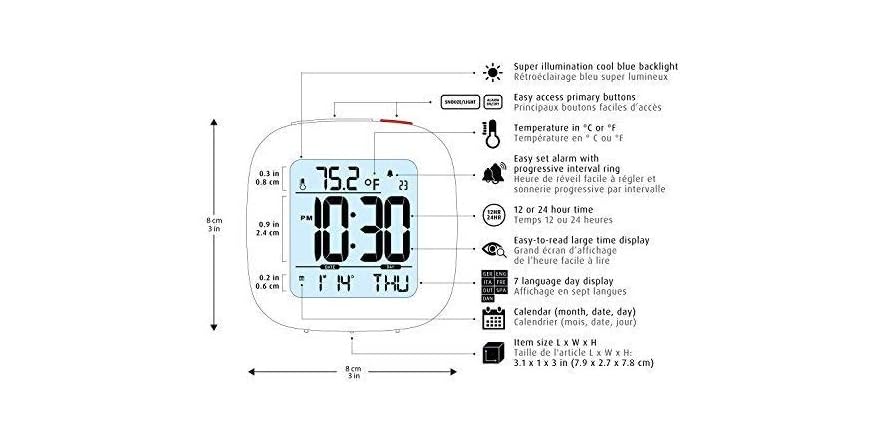 Marathon Small Compact Alarm Clock
