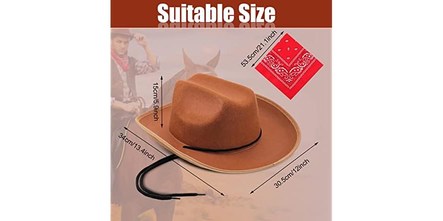 20 Pack Kids Cowboy Hat & Red Bandana