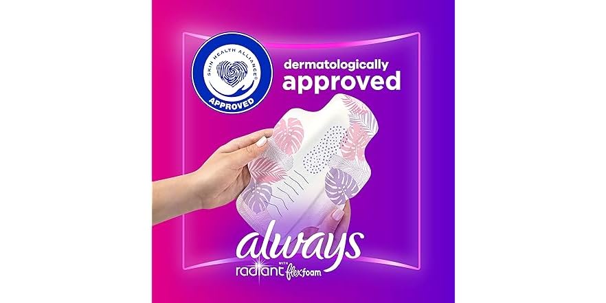 Always Radiant Feminine Pads For Women, Size 2