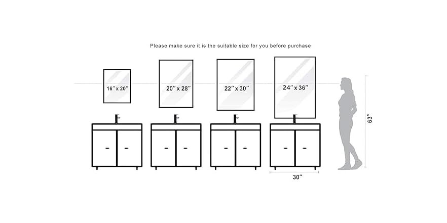 SNUGACE Black Metal Framed Mirror, 20” X 28”