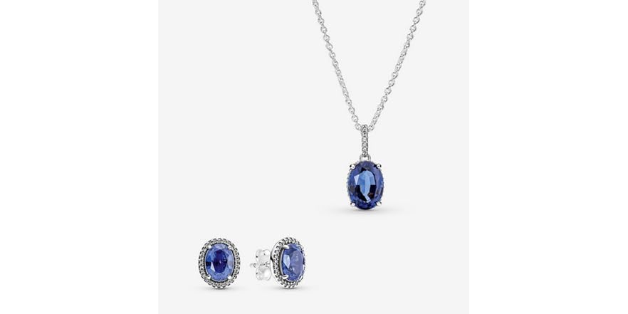 Pandora Sparkling Blue Halo Jewelry Set