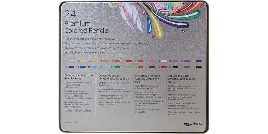Amazon Basics Premium Colored Pencils, 24 Count