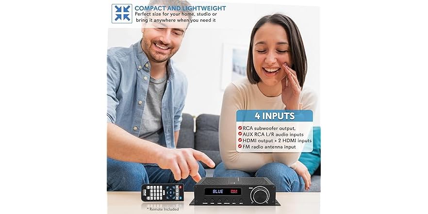 (NEW) Pyle 100W 5-Channel Wireless Bluetooth Home Audio Amplifier