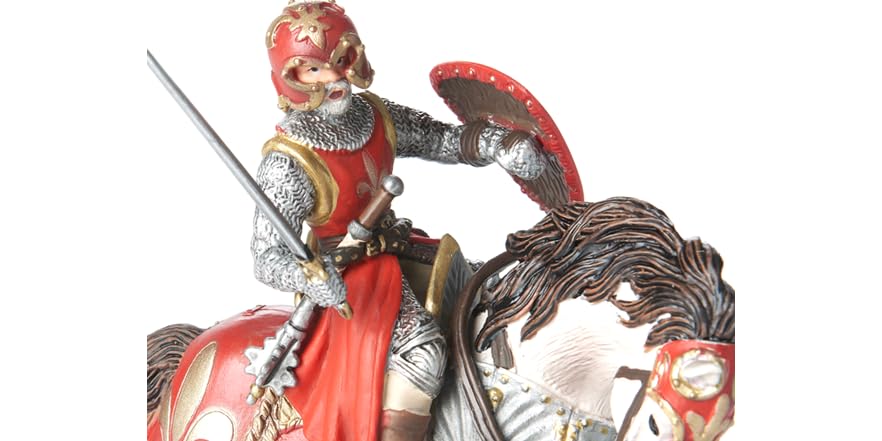 Red Knight with Sword on Horse