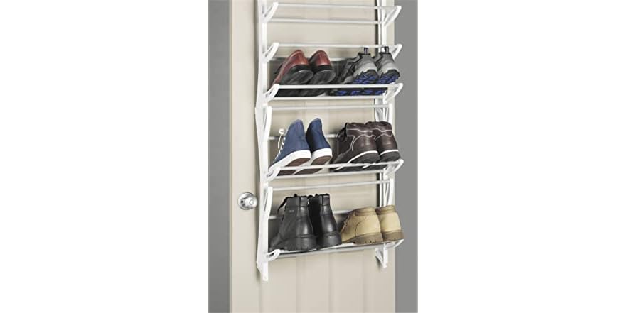 Whitmor Over the Door Shoe Rack, 36-Pair, White