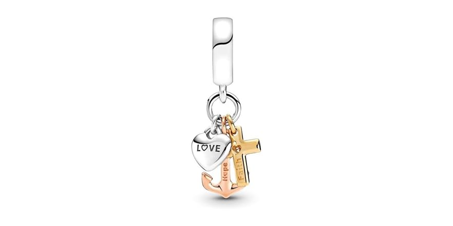 PANDORA Cross, Heart Anchor Dangle Charm