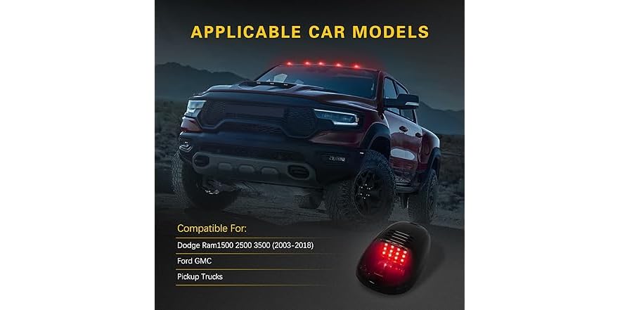 Generic Red LED Cab Lights Smoke Lens