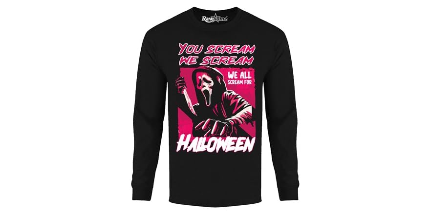 Men Creepy Scary Halloween Long Sleeve Shirt