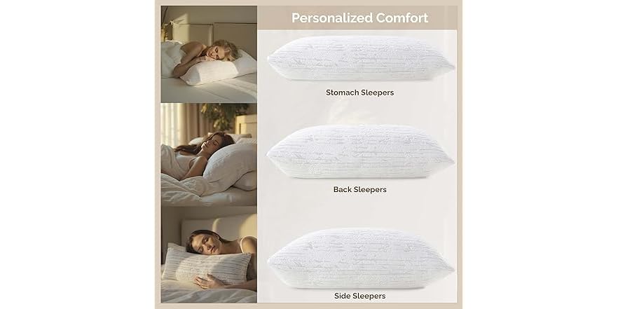 Clara Clark Memory Foam Pillows 6 Pack, Queen